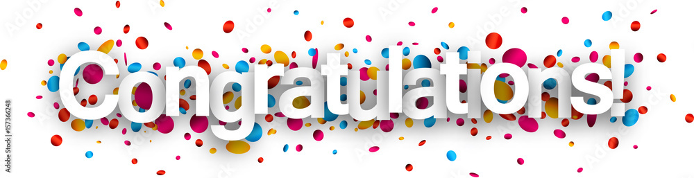 Congratulations paper banner with confetti. Stock Vector | Adobe Stock