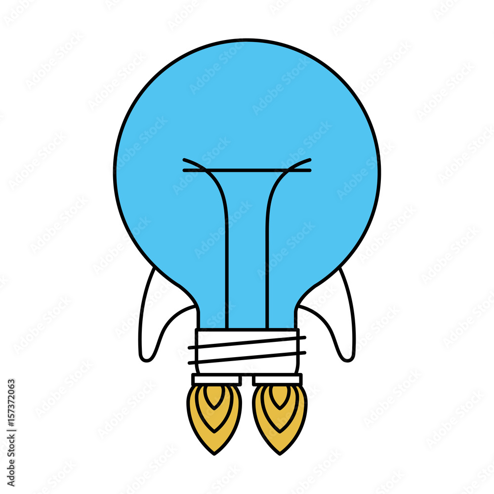 color sectors silhouette of bulb light in shape of space rocket vector ...