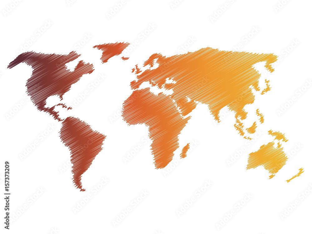 Pencil scribble sketch map of World. Hand doodle drawing. Vector ...