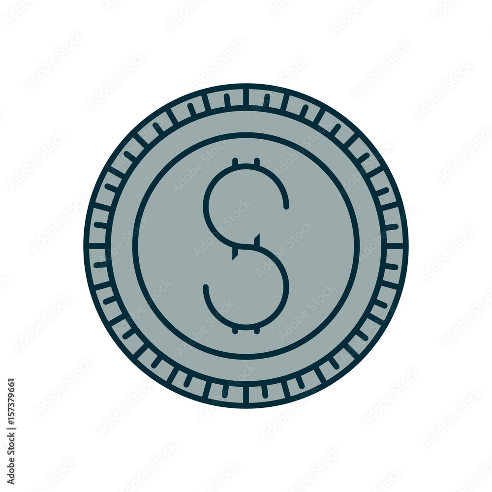 blue shading silhouette of coin icon vector illustration Stock Vector ...