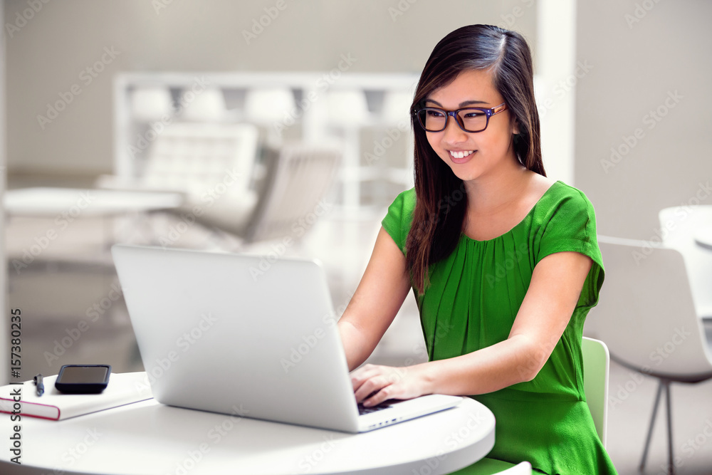 Portrait eager fresh bright smart smiling coworker at work in new chic ...