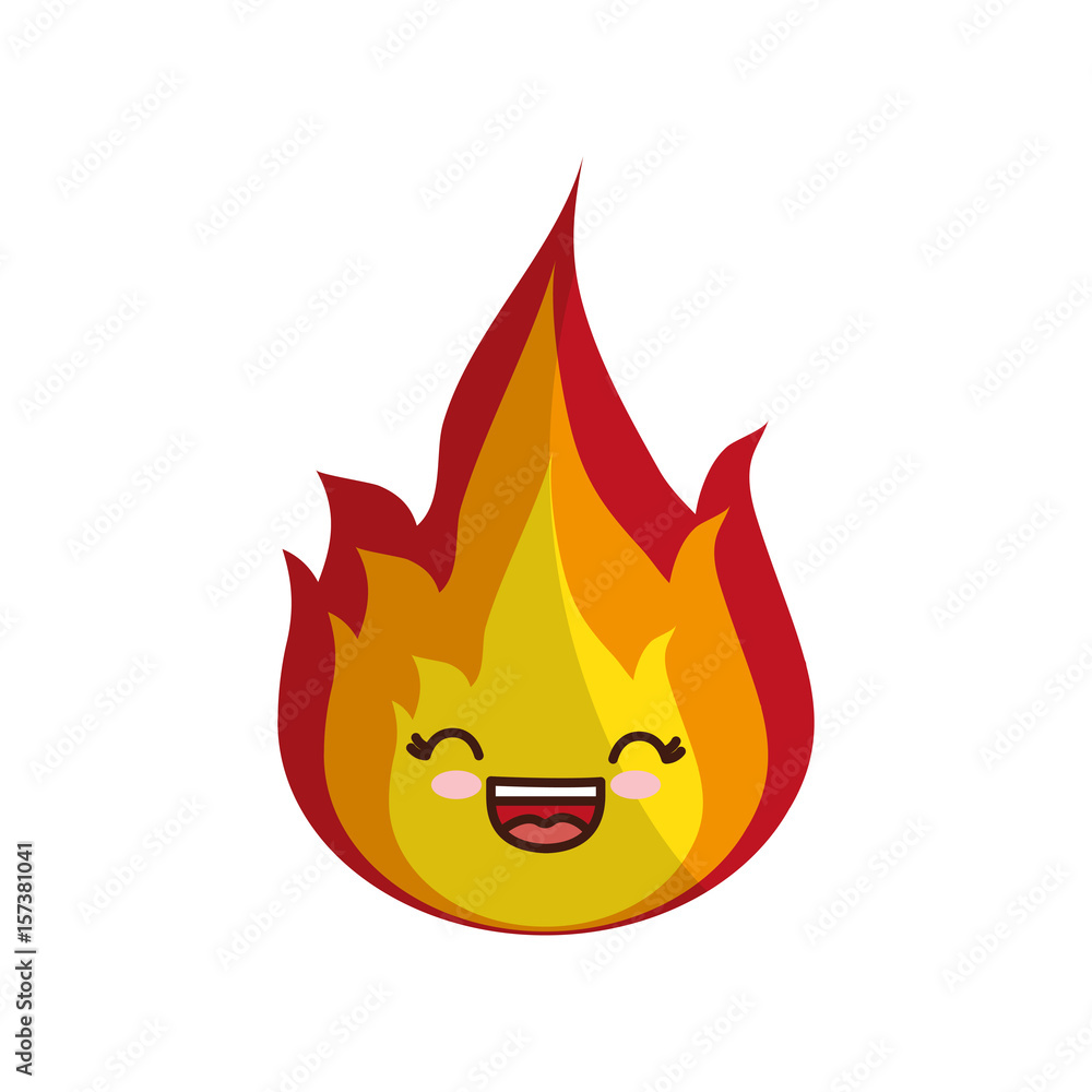 kawaii fire flame icon over white background. vector illustration Stock ...