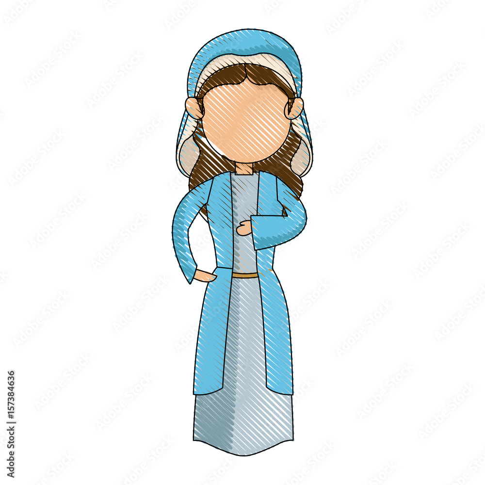 cartoon virgin mary blessed catholic image vector illustration Stock ...