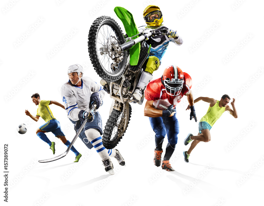 Huge multi sports collage soccer athletics football hockey motocross ...