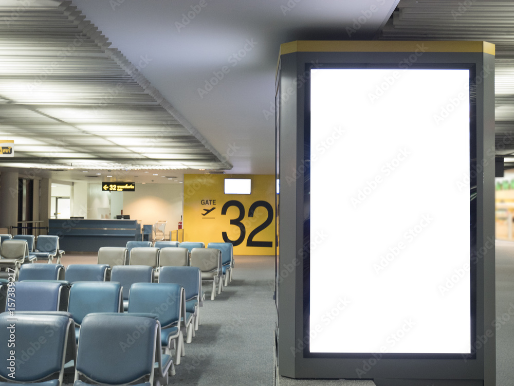 Airport advertising board sign concept : Big blank white advertising ...