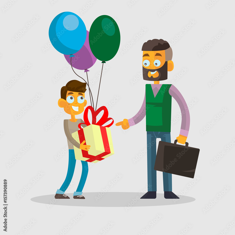 cartoon boy and her father Stock Vector | Adobe Stock