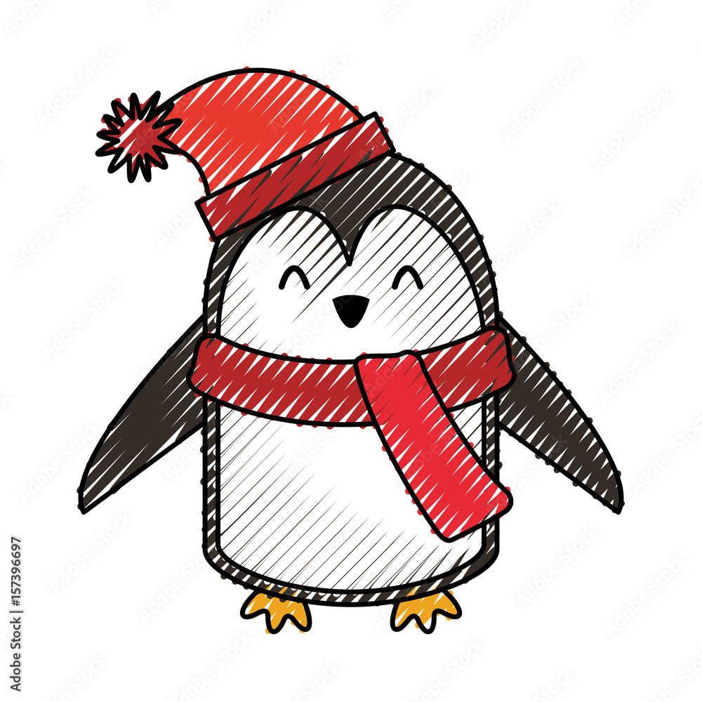 Cute Christmas Penguin Drawing