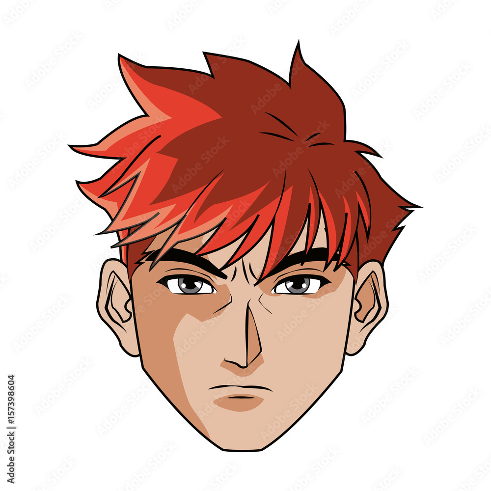 anime style male character head vector illustration Stock Vector ...