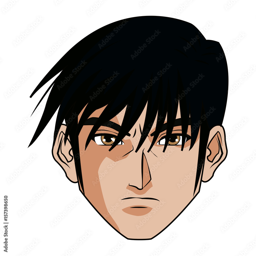 anime style male character head vector illustration Stock Vector ...