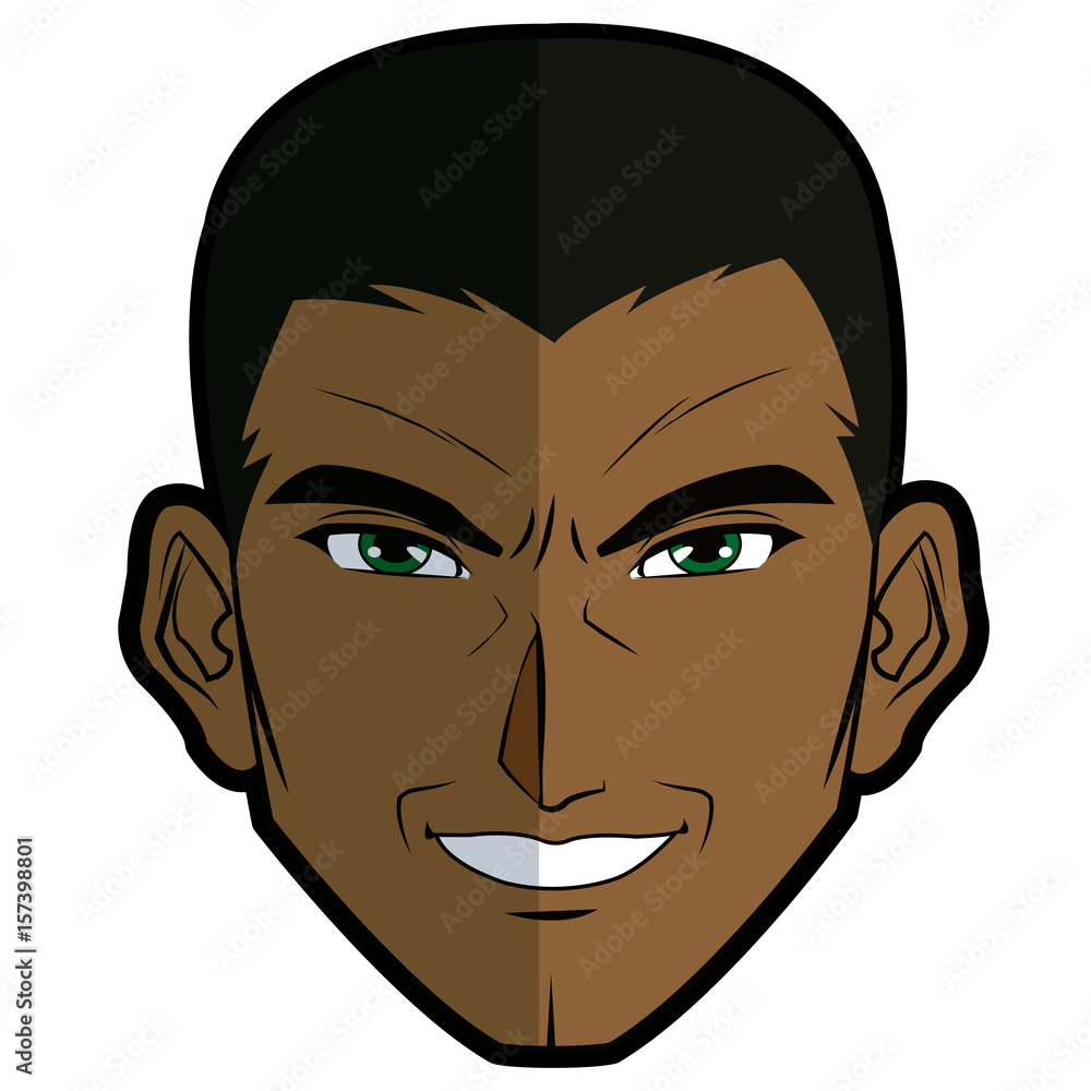 anime style male character head vector illustration Stock Vector ...