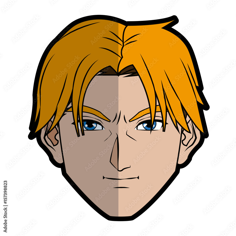 anime style male character head vector illustration Stock Vector ...