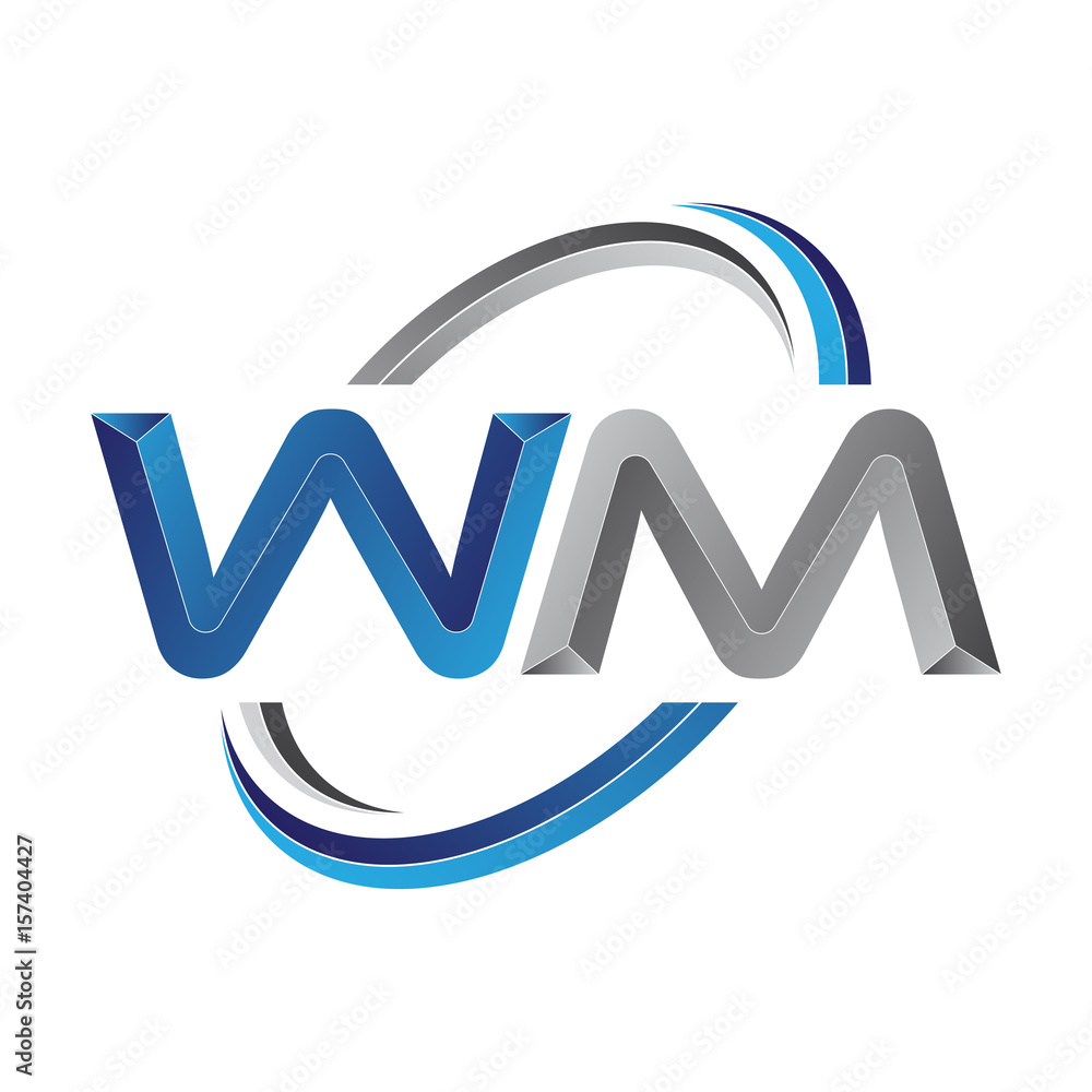 Simple initial letter logo modern swoosh WM Stock Vector | Adobe Stock