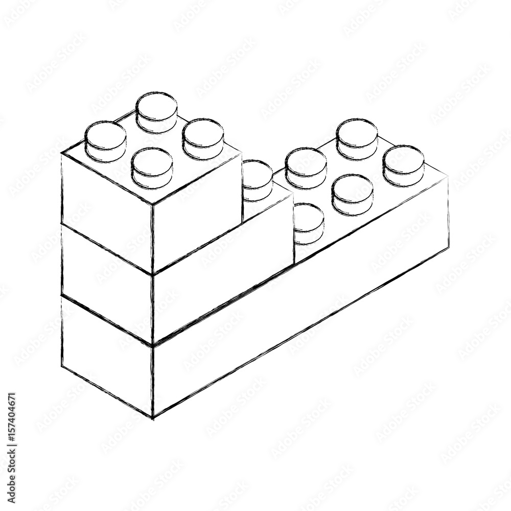 sketch draw toy building block bricks vector graphic design Stock ...
