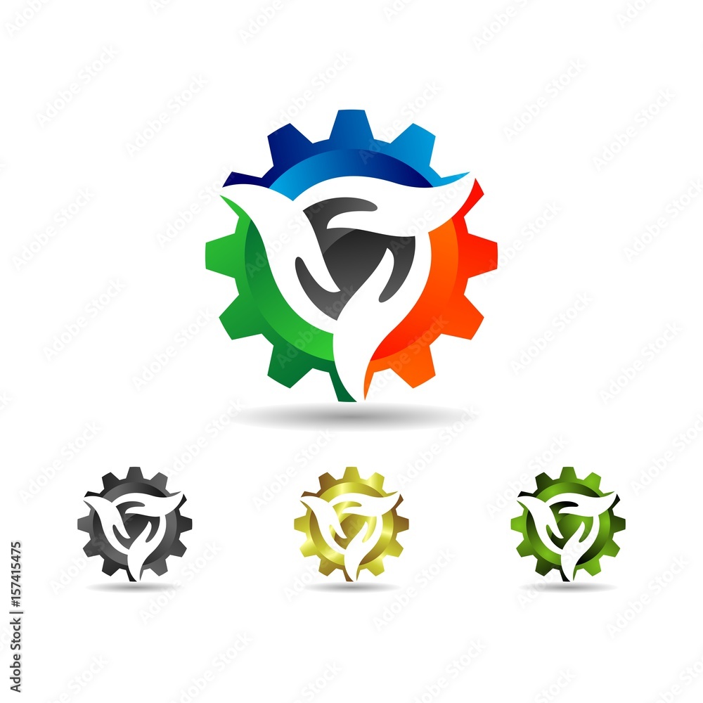 gear hand icon vector logo element Stock Vector | Adobe Stock