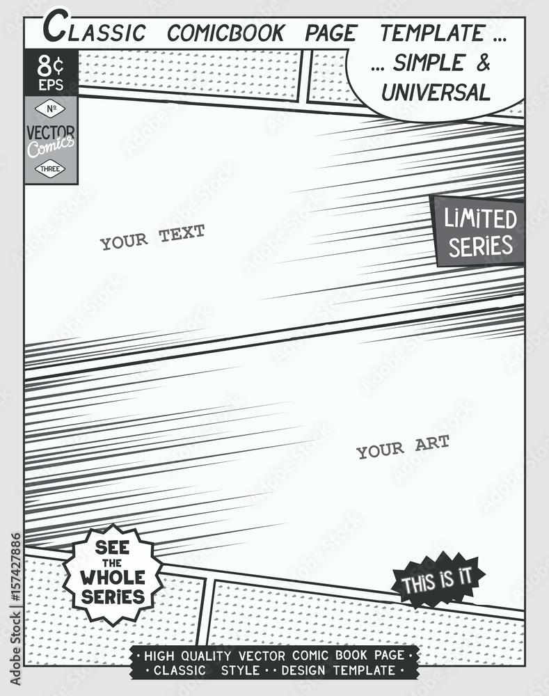 Free space Comic book page template. Comics layout and action with ...