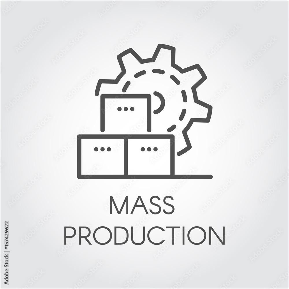 Icon in linear style of gear wheel. Mass production and modern ...