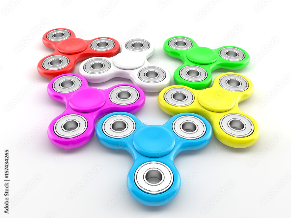Set of colorful fidget spinners with different colors Very popular toy ...