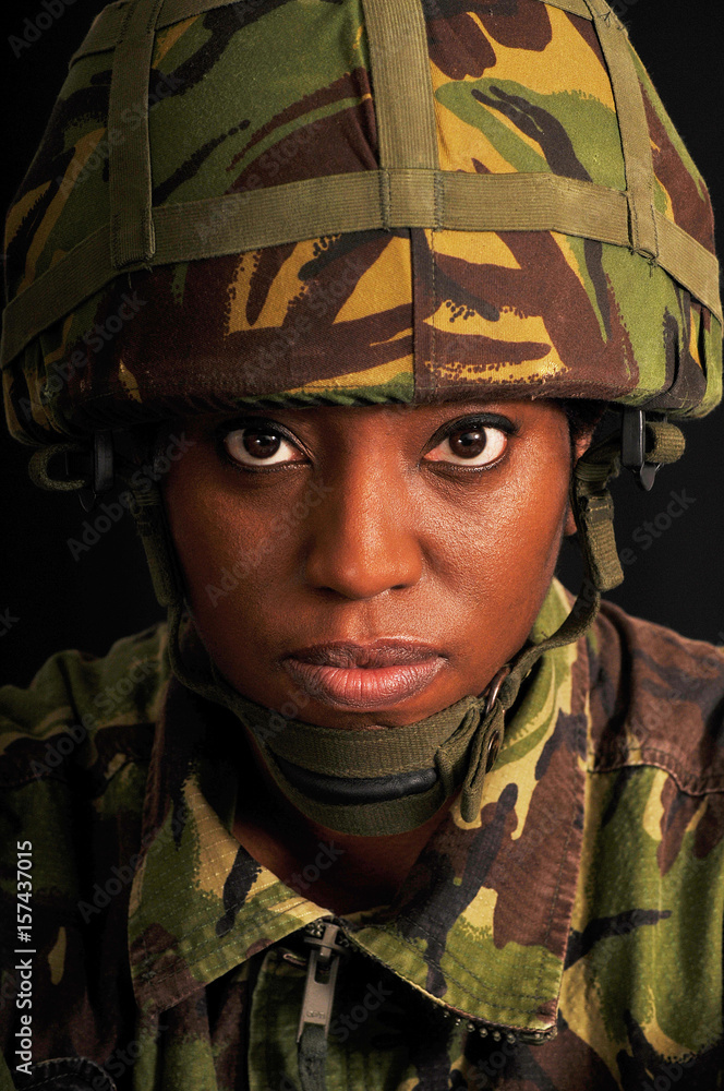 Portrait of female soldier wearing British military uniform. Stock ...