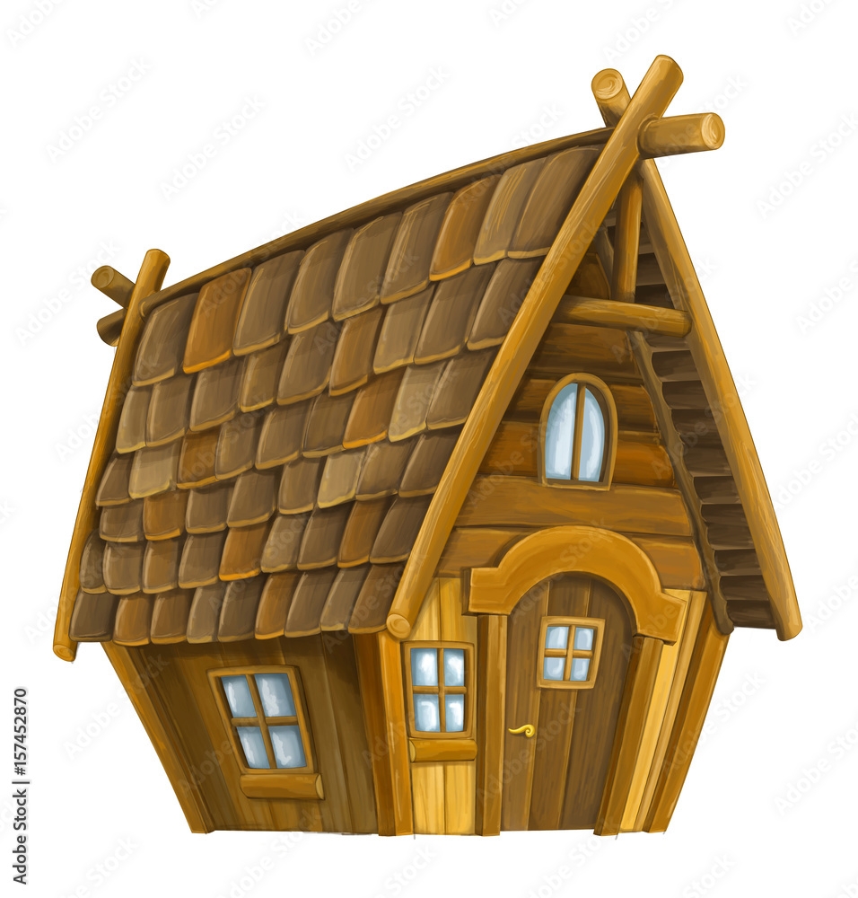 Old cartoon wooden house - isolated - illustration for children Stock ...