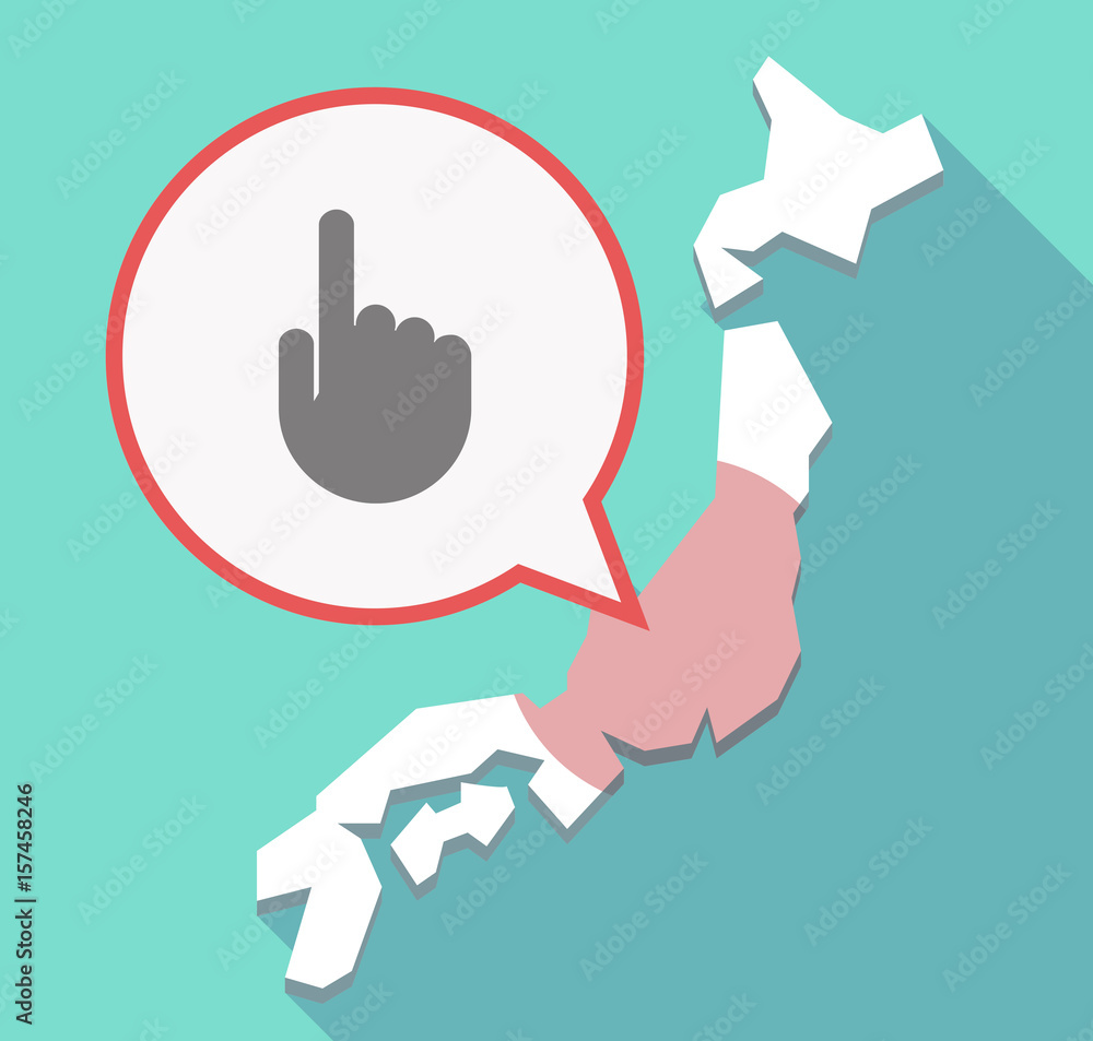 Long shadow Japan map with a pointing hand Stock Vector | Adobe Stock