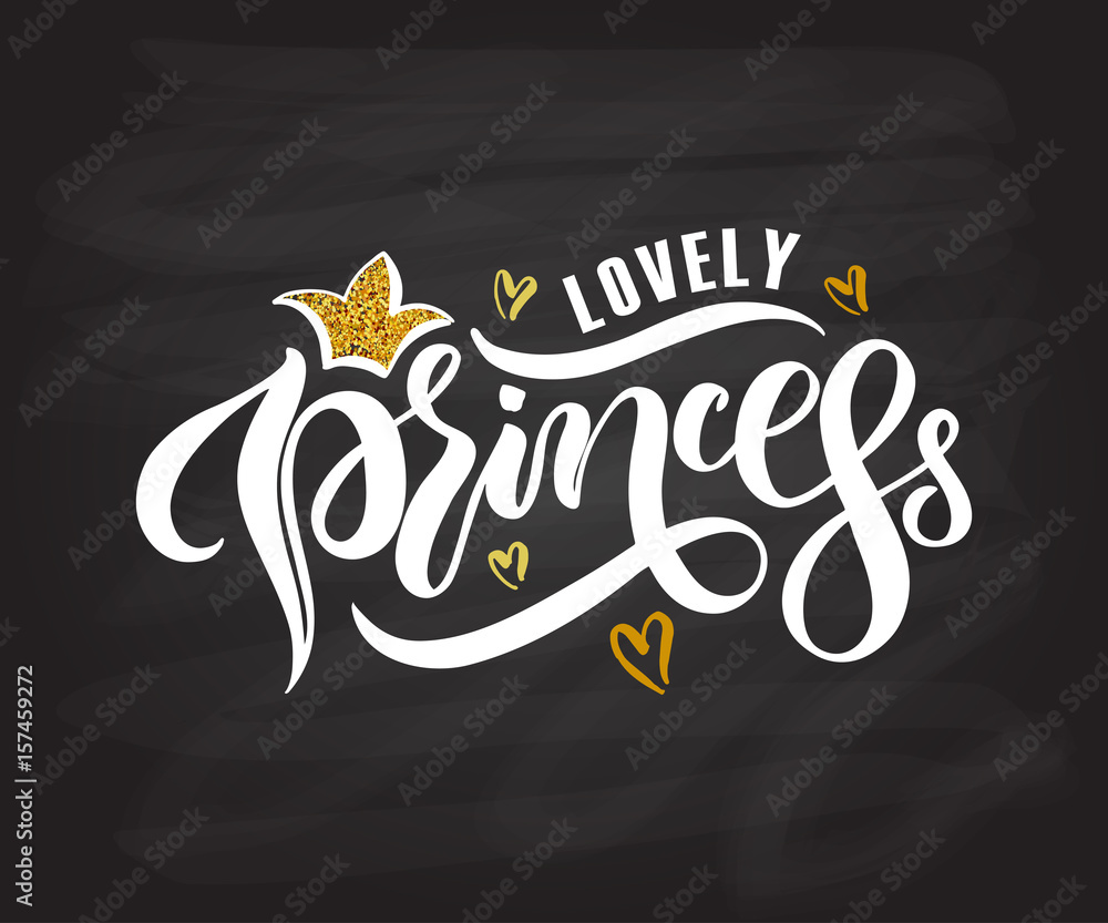 Vector illustration of Lovely Princess text for girls clothes. Lovely ...