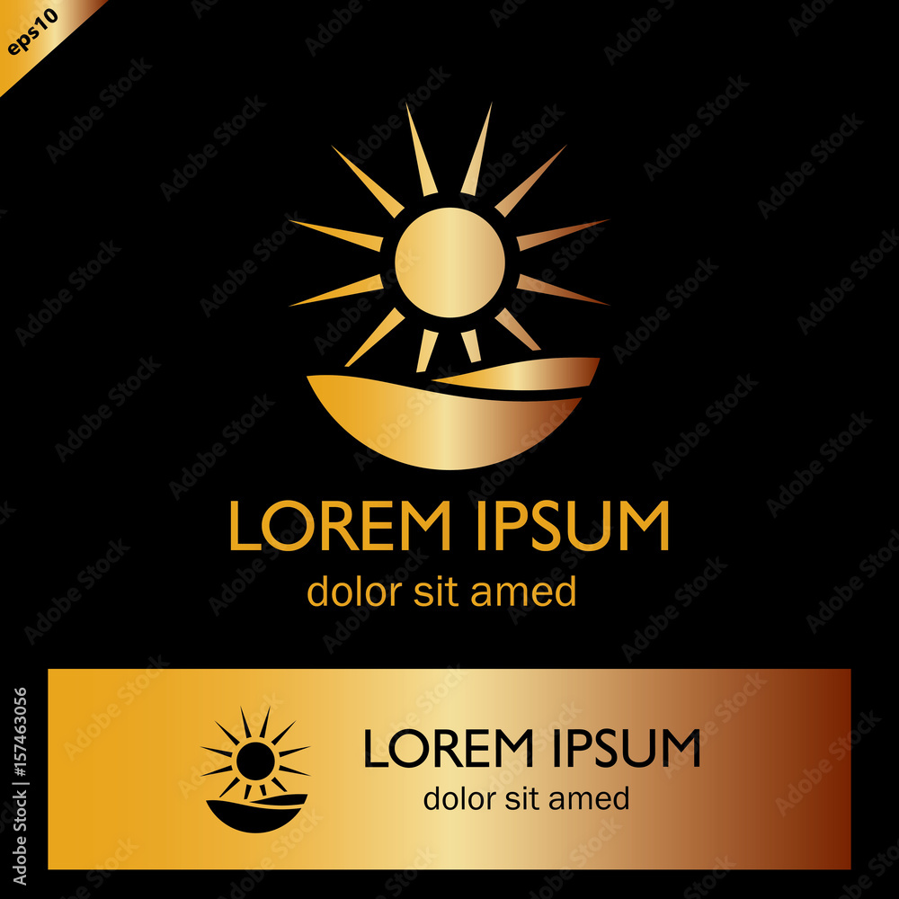 sun nature gold logo Stock Vector | Adobe Stock