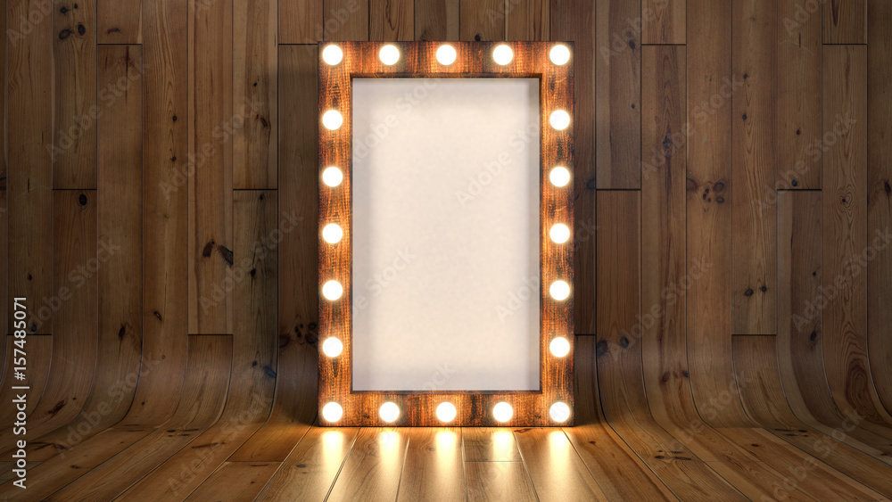 empty 3d mirror on wooden floor background Stock Illustration | Adobe Stock