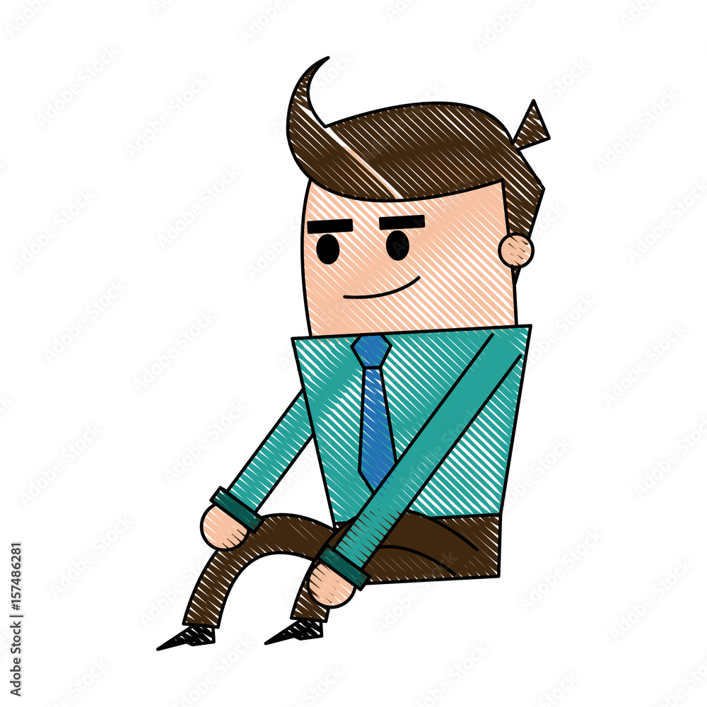 cartoon man business sitting image vector illustration Stock Vector ...
