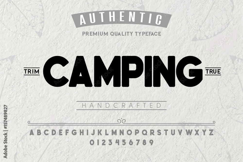 Font.Alphabet.Script.Typeface.Label. Camping typeface.For labels and ...