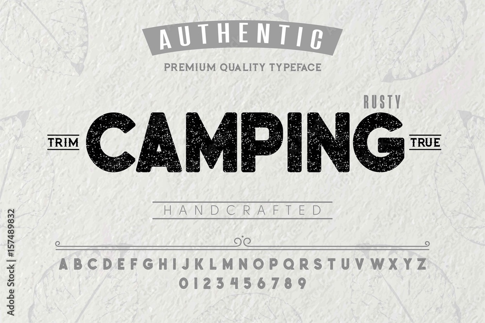 Font.Alphabet.Script.Typeface.Label. Camping typeface.For labels and ...