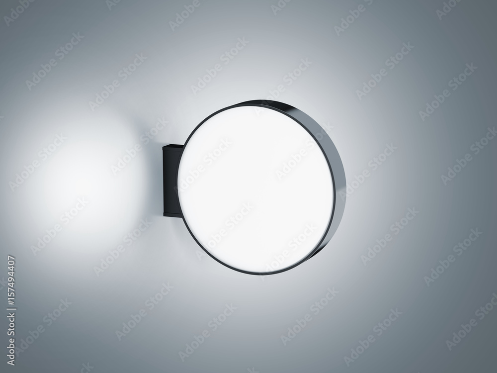 Blank glowing round store signage design mockup isolated, 3d rendering ...