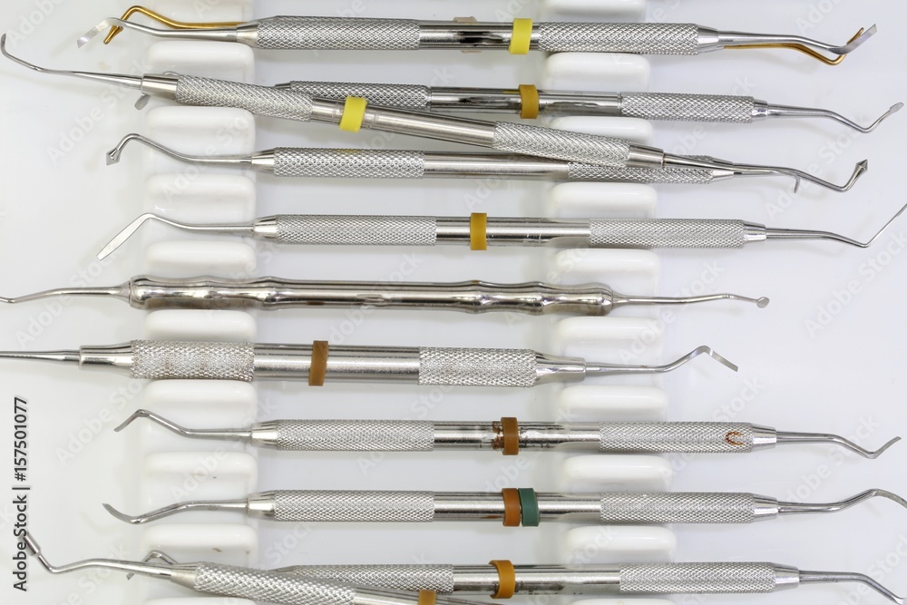 dental tools for tooth cleaning and caries control and the reten Stock ...