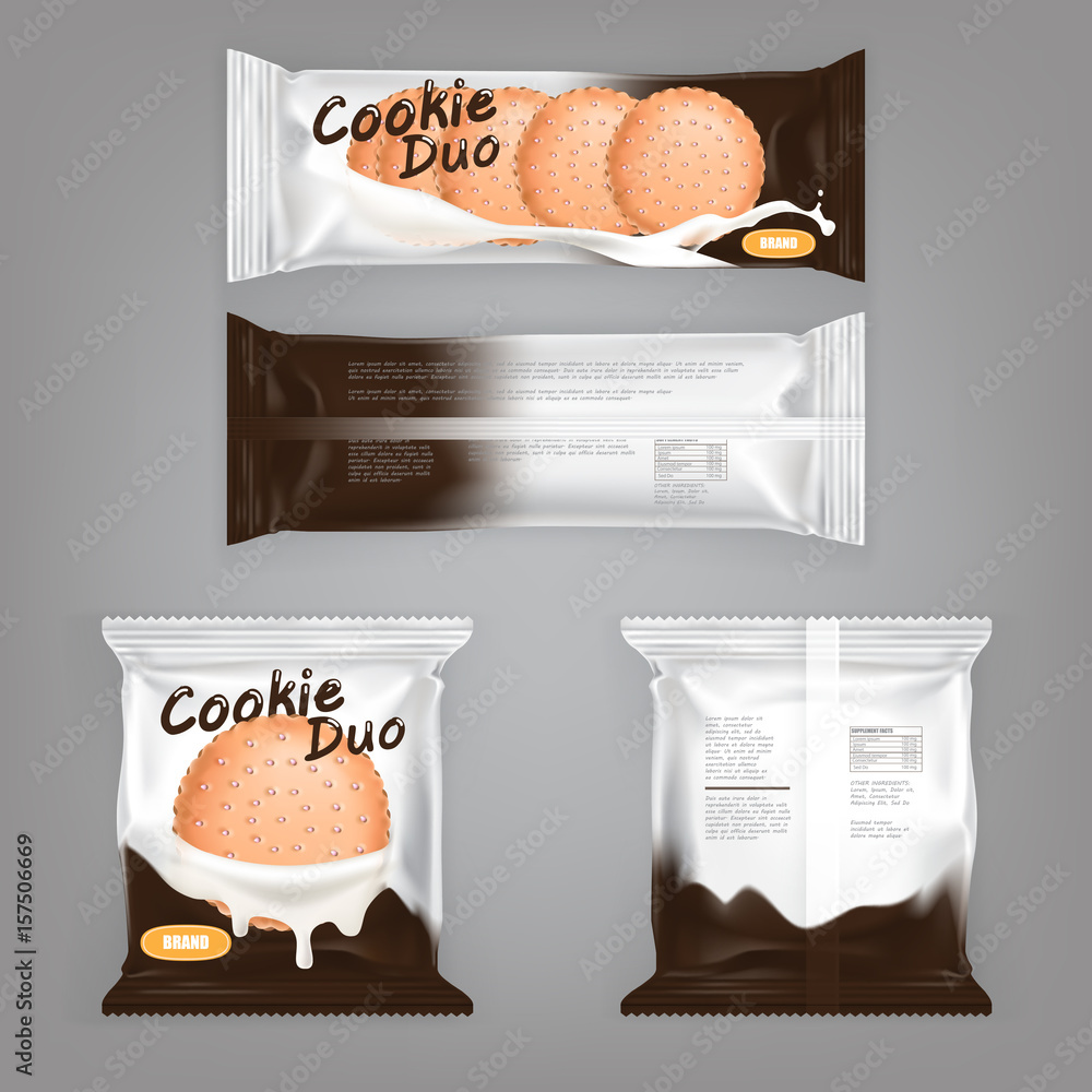 Vector illustration of a package design with milk-stains for a sandwich ...