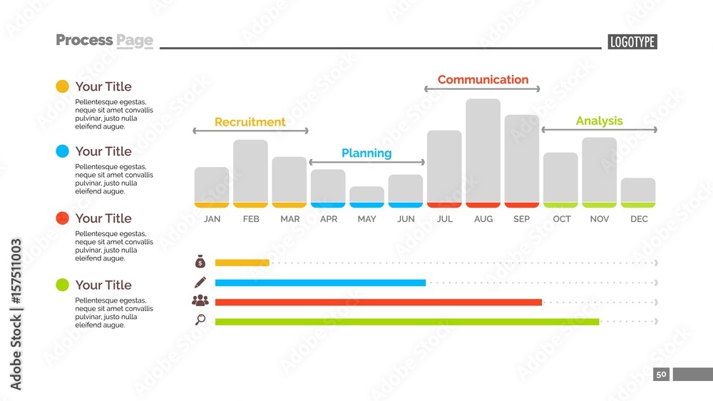 Twelve Month Bar Chart Slide Template Stock Vector | Adobe Stock