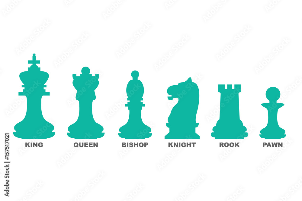 Chess pieces. King, queen, bishop, knight, rook and pawn icon set Stock ...
