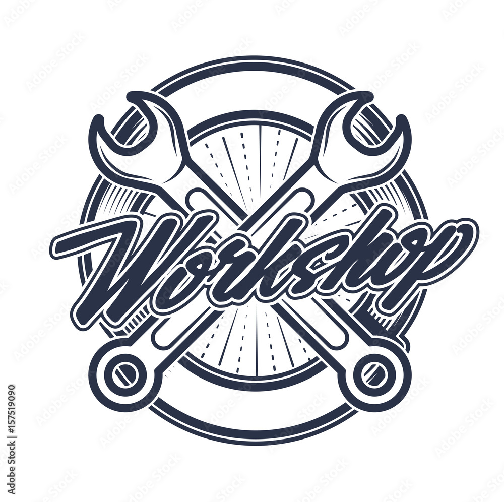 Vintage vector mechanic logo label Stock Vector | Adobe Stock