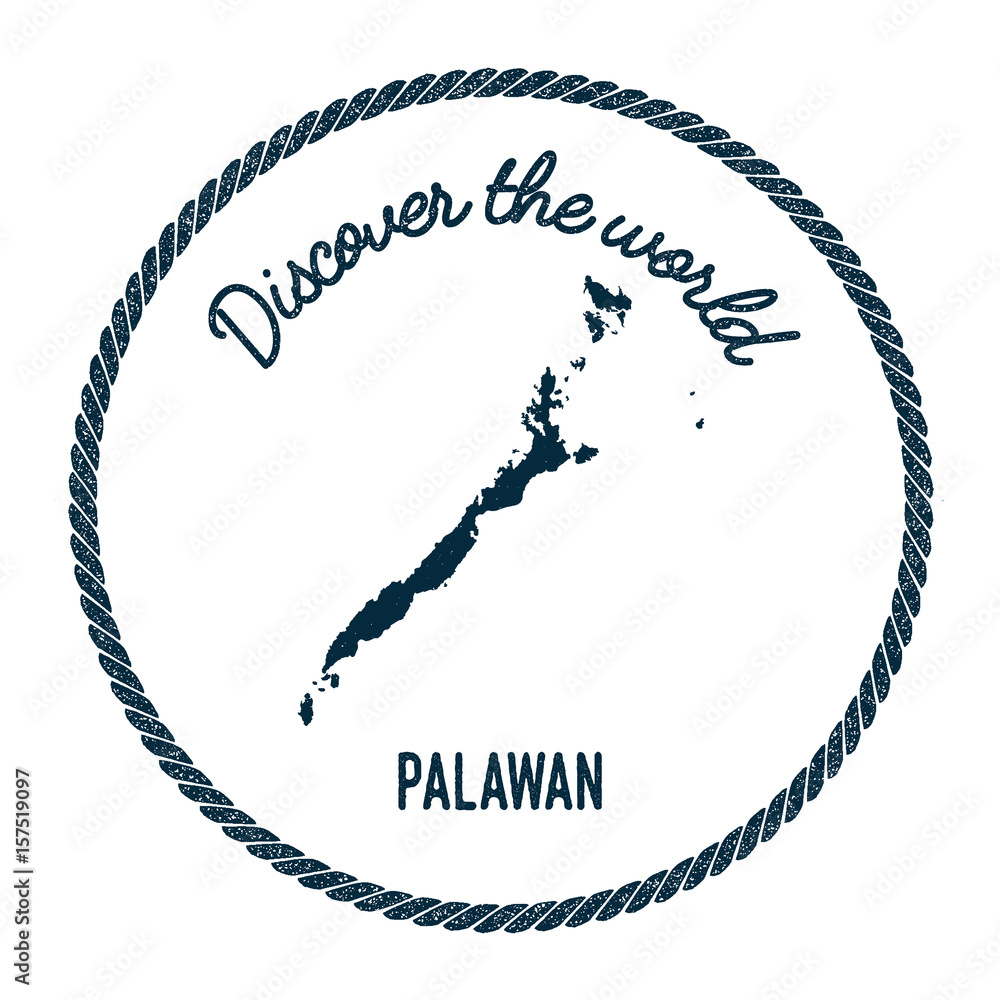 Palawan map in vintage discover the world insignia. Hipster style ...