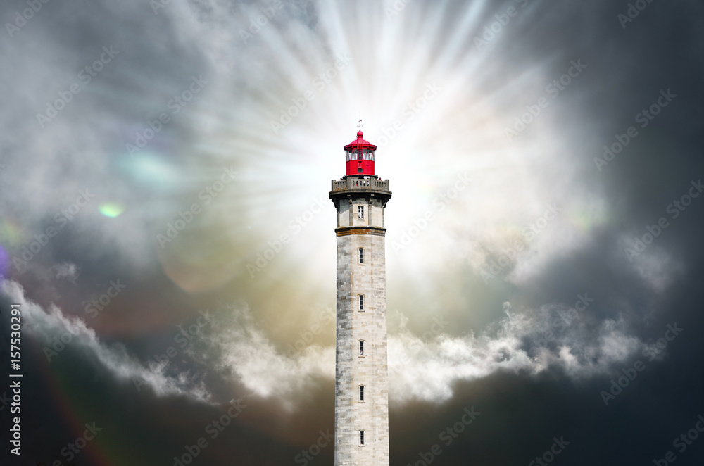 phare tour ile de ré phare des baleines mer océan tempête sombre ...