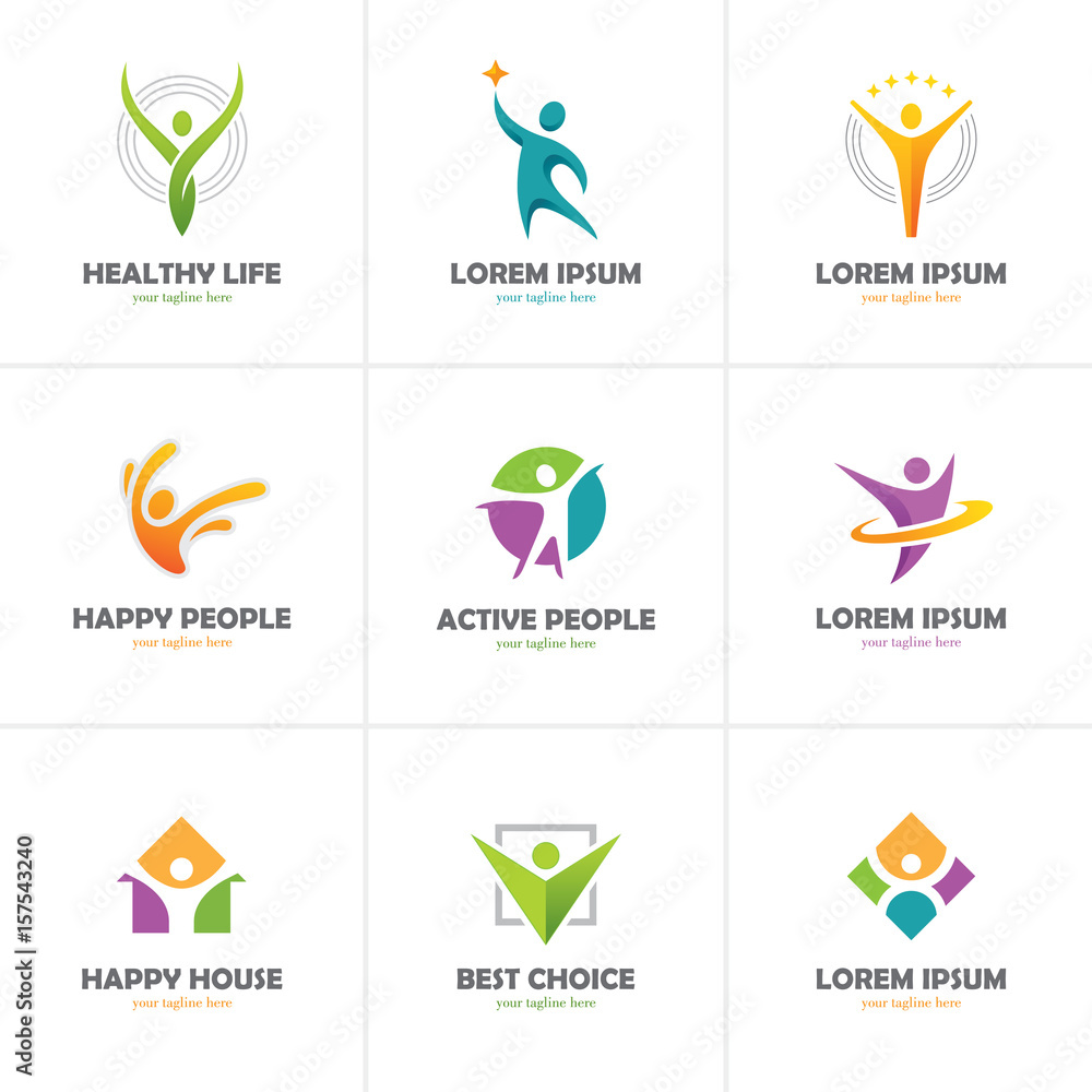 Set of abstract colorful human logo Stock Vector | Adobe Stock