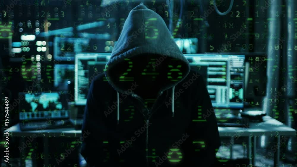Dangerous Internationally Wanted Hacker with Covered Face Speaks into ...