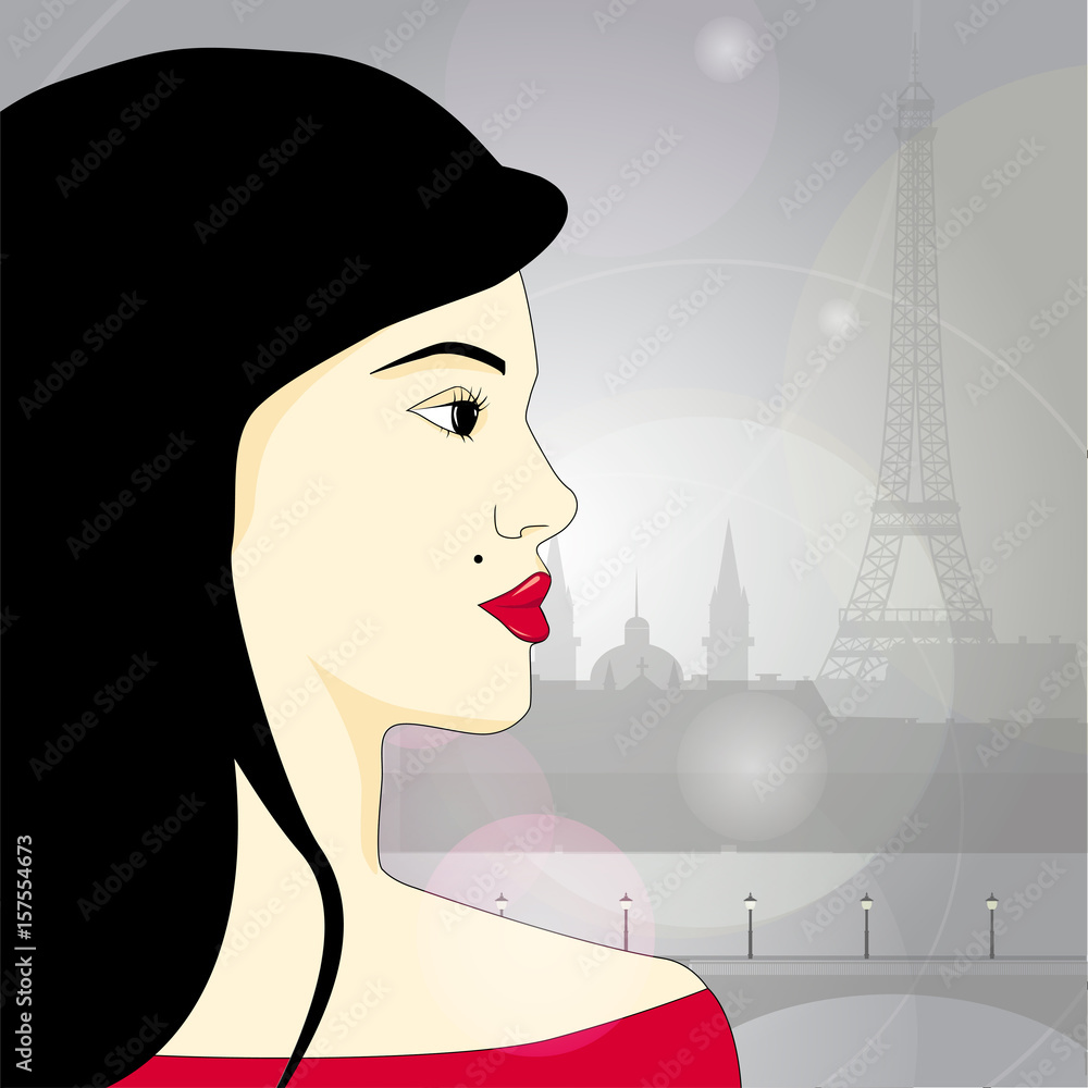 Beautiful fashion woman model with long hair - vector illustration ...