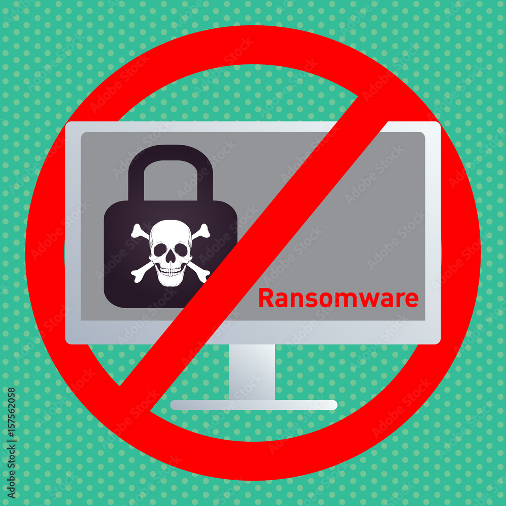 Ransomware / ransom ware on a laptop flat icon for apps and websites ...
