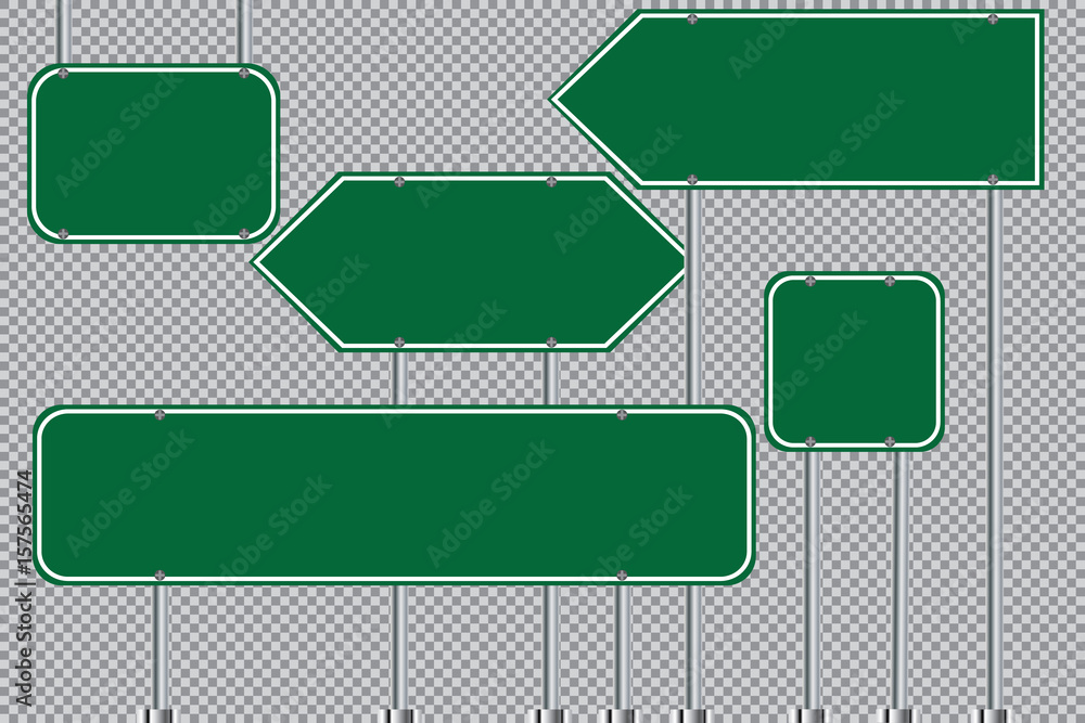 Set of road signs isolated on transparent background. Vector ...