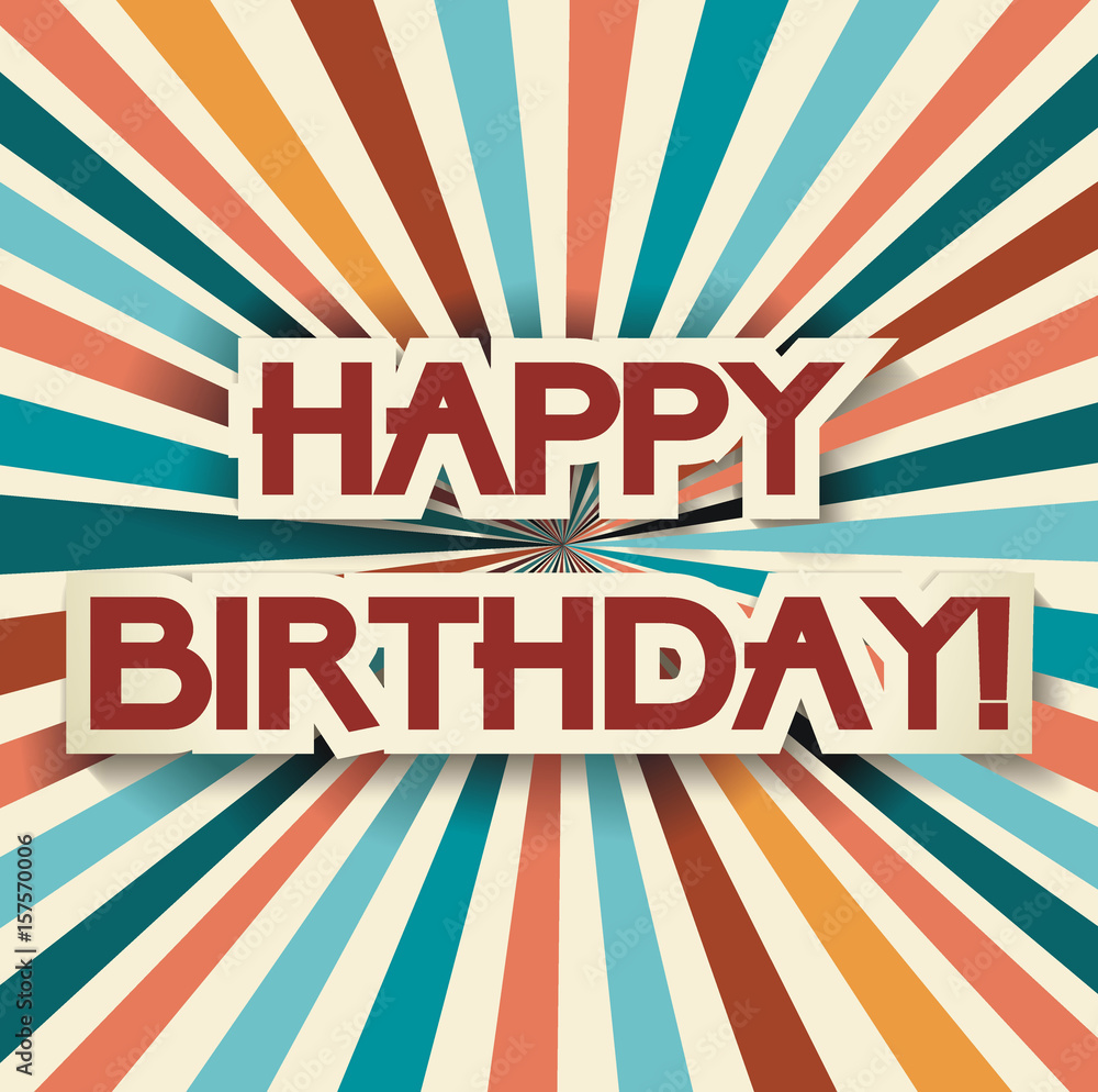 Vintage Happy Birthday Background with bright beams. Stock Vector ...