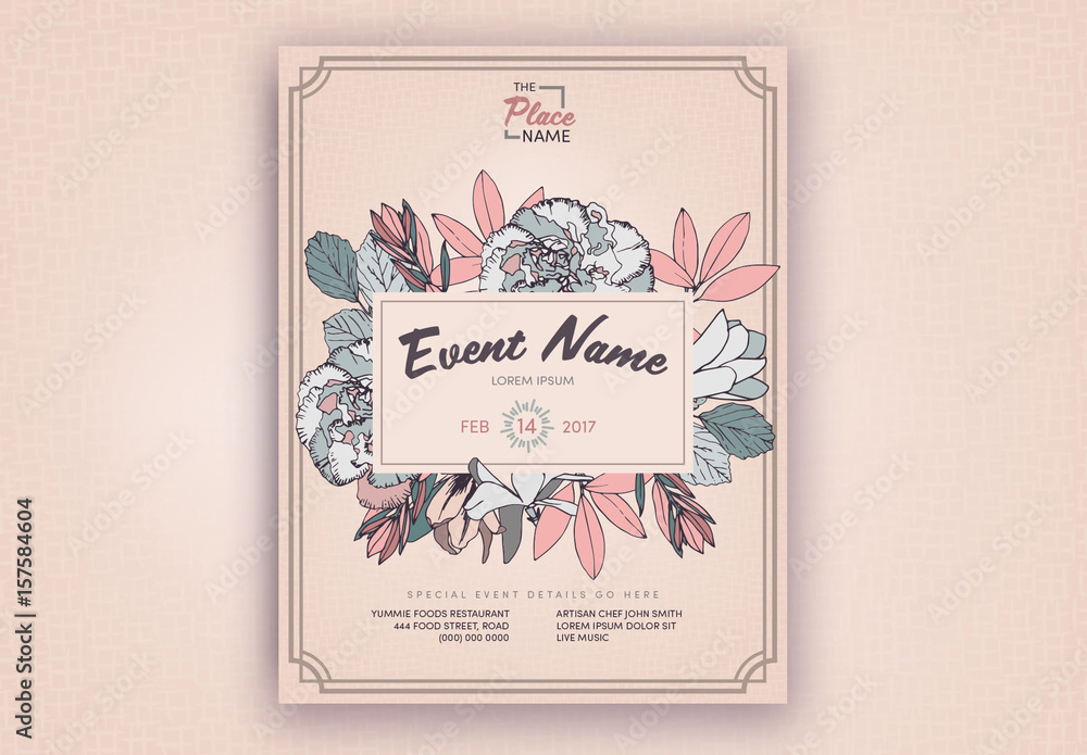 Pastel Floral Event Poster Layout Stock Template | Adobe Stock
