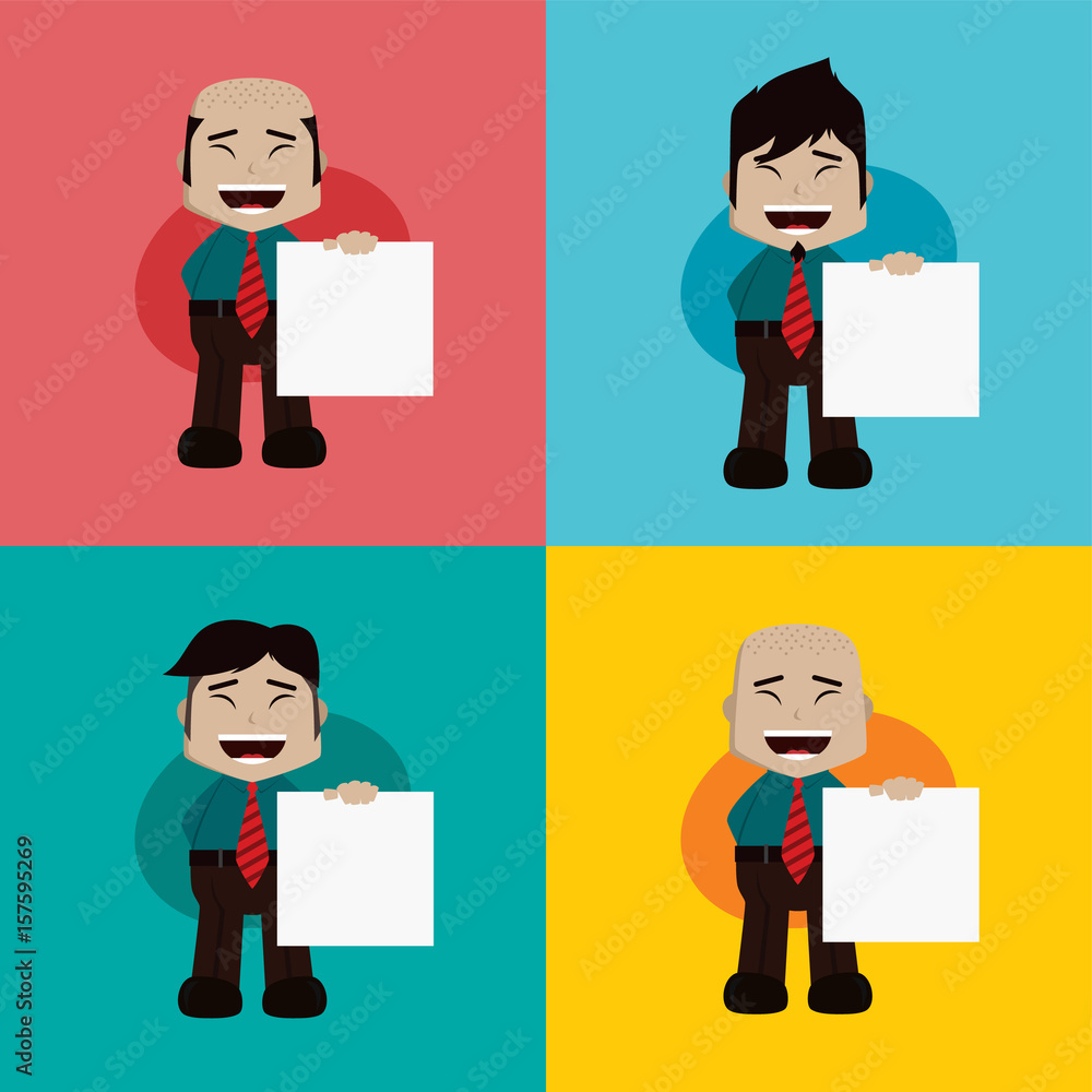 Businessman Manager At Work Holding Blank Sign Cartoon Vector Art businessman-manager-at-work-holding-blank-sign-cartoon-vector-art