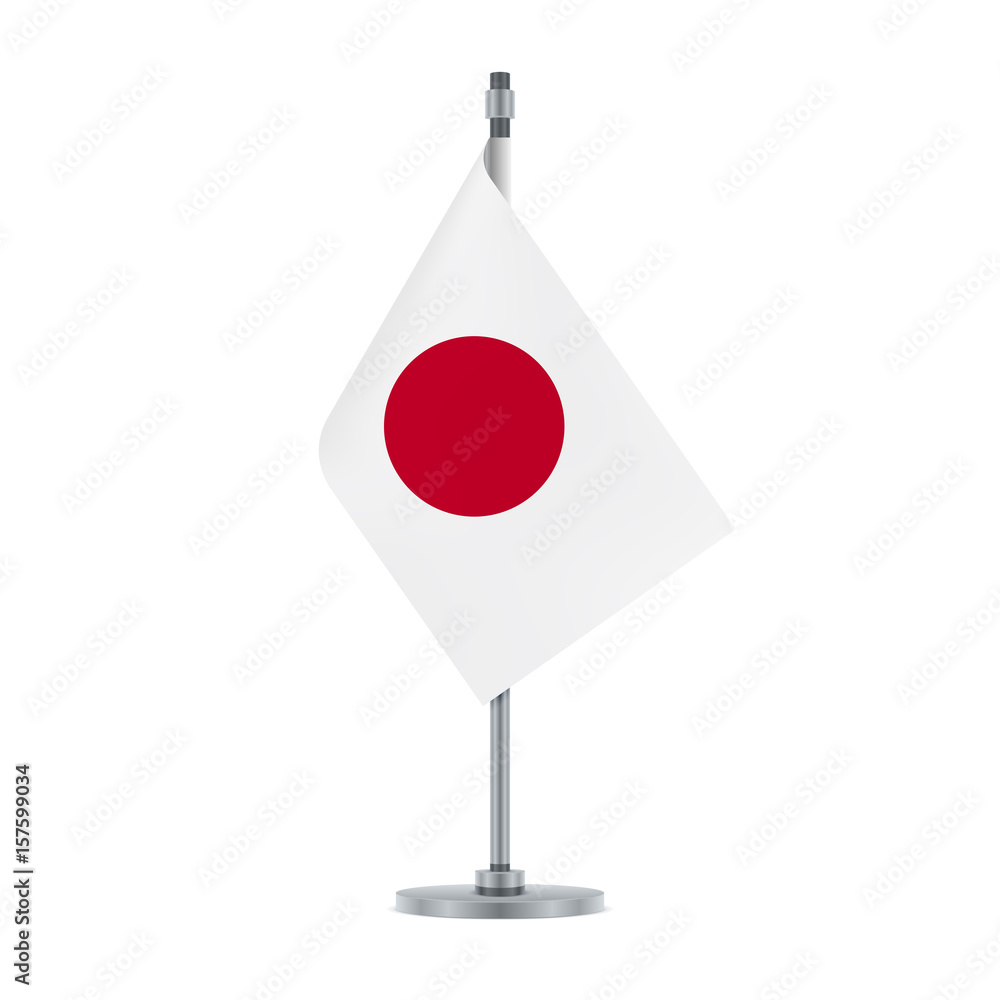 Japanese flag hanging on the metallic pole, vector illustration Stock ...