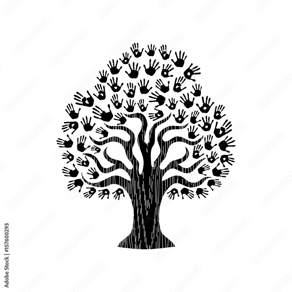 Hand print tree illustration for community help Stock Vector | Adobe Stock