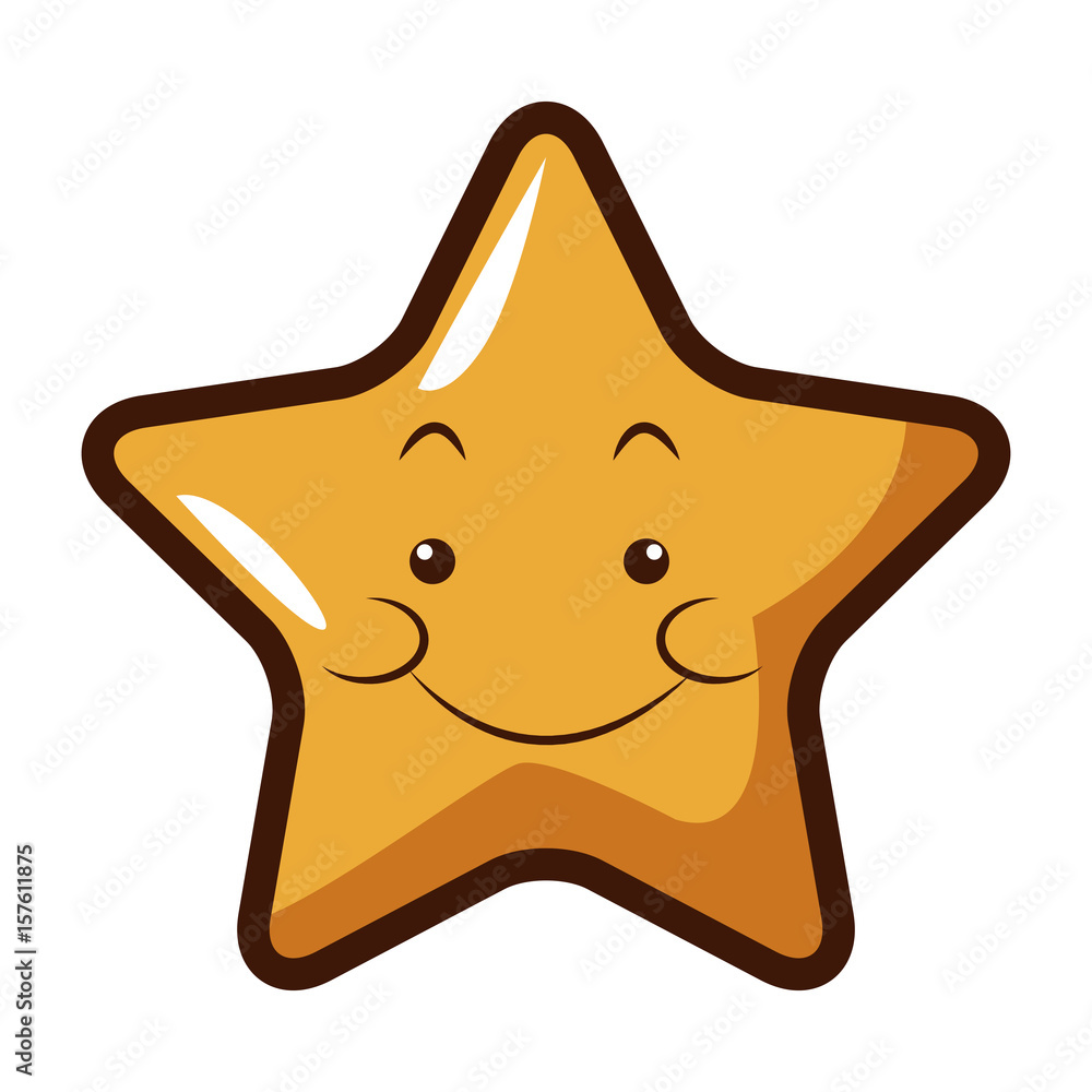 cute kawaii star face emoticon character vector illustration Stock ...