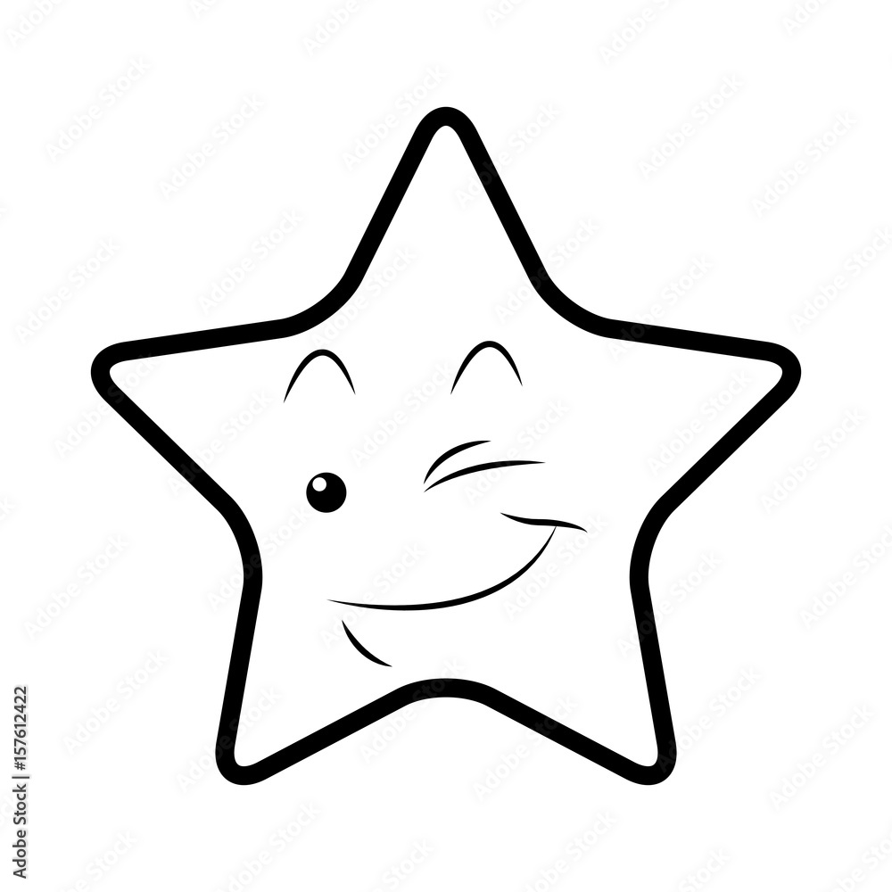cute kawaii star face emoticon character vector illustration Stock ...